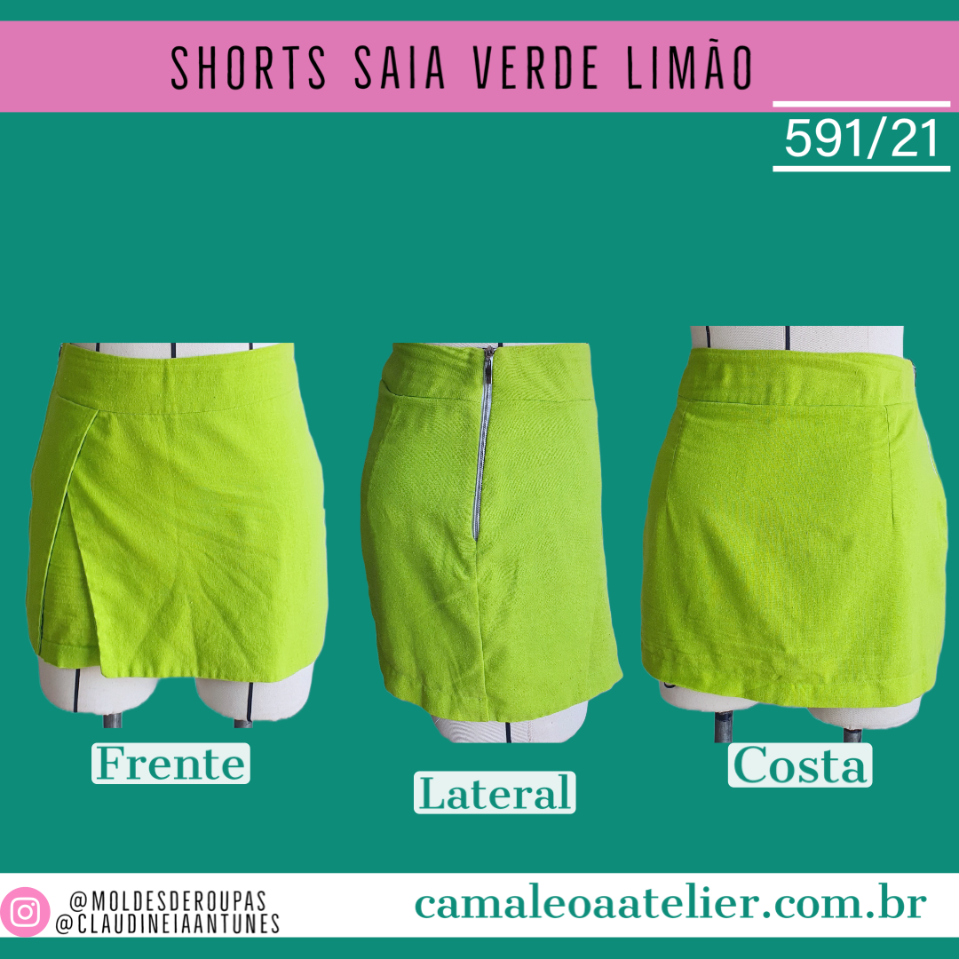 CORTE E COSTURA SHORT SAIA VERDE FLORESCENTE 591/21 – CAMALEOA ATELIER ...
